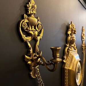 Syroco Wall Clock and Candle Sconces, Vintage Wall Decor, Hollywood ...