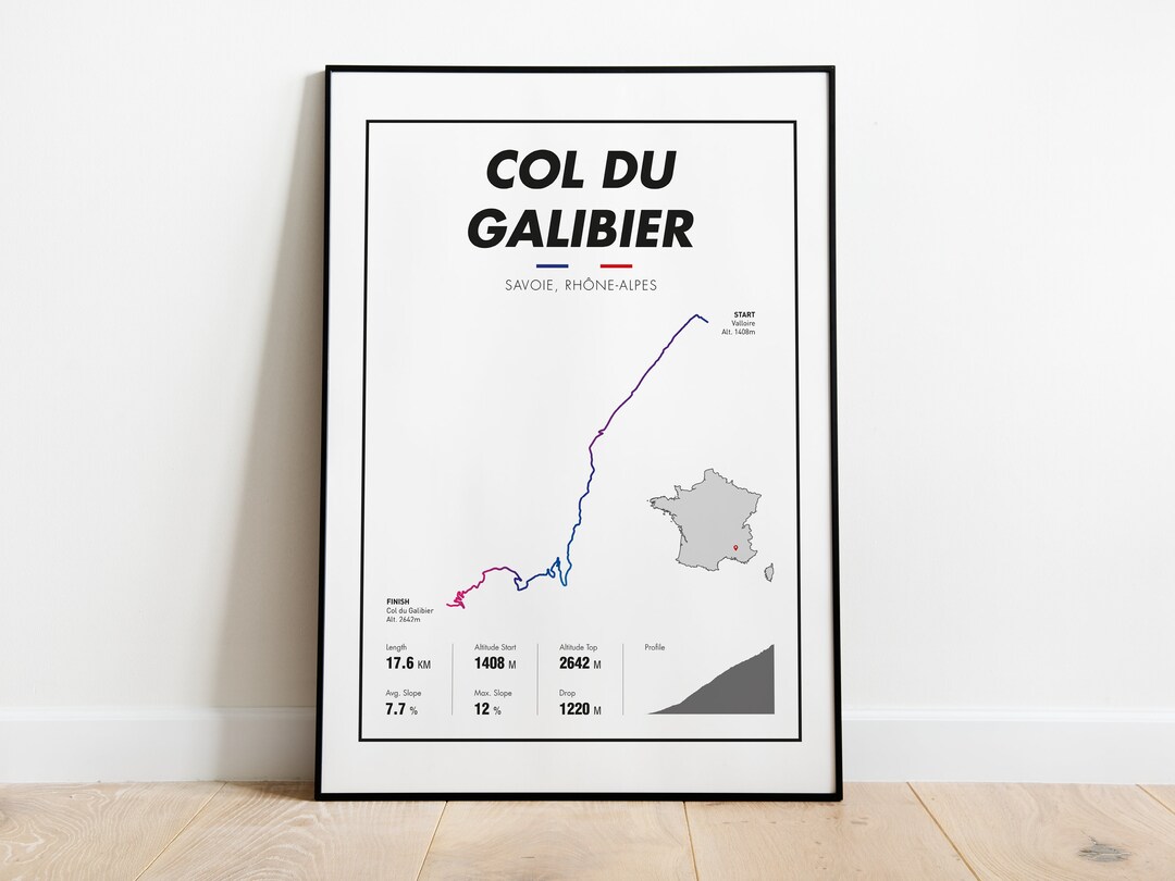 Col Du Galibier Poster White Various Sizes, Poster of the Col Du ...
