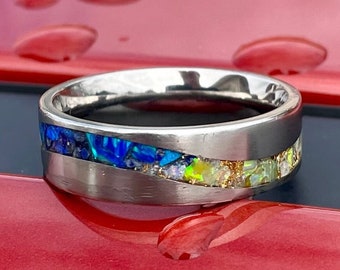 Lakeside Crushed Ultramarine Blue Opals on a Titanium Comfort - Etsy