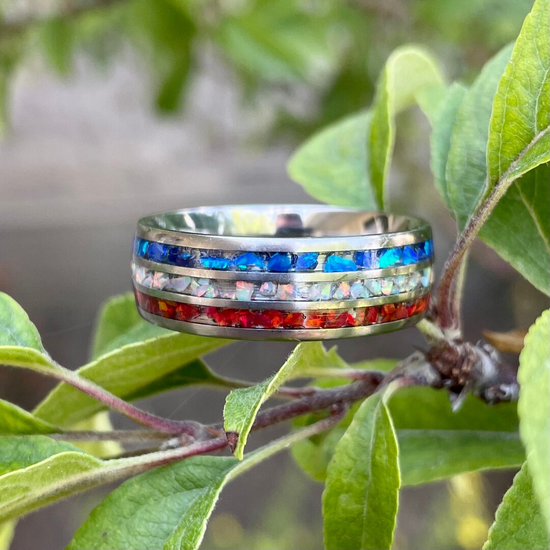 American Pride - Inlay Ring, Titanium Ring, Triple Channel Ring ...