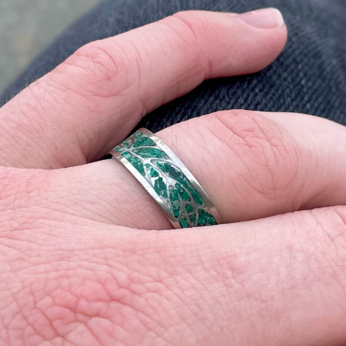 Spring Leaves - Inlay Ring, Titanium Ring, Leaf Ring, Jewelry for Men ...