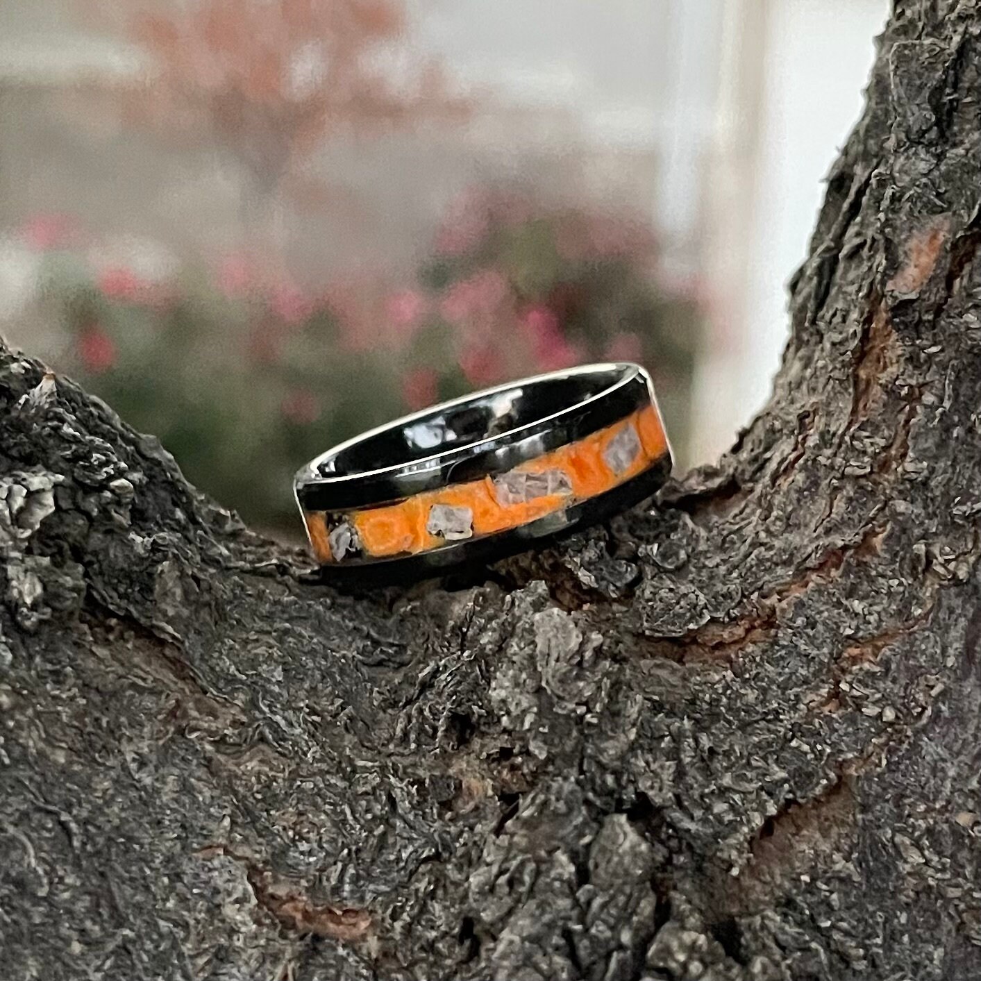 Spooky Pumpkin Halloween Ring Inlay Ring Black Ceramic - Etsy