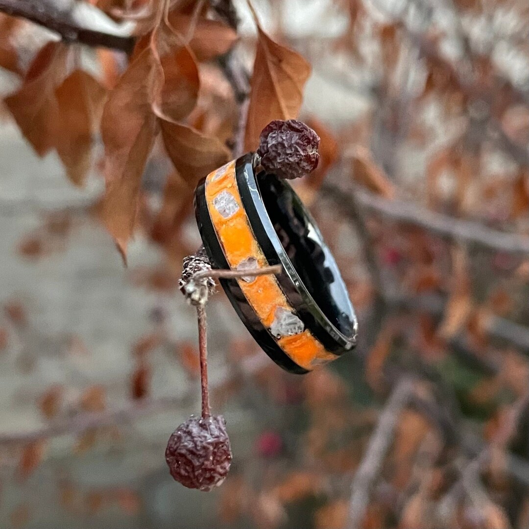 Spooky Pumpkin - Halloween Ring - Inlay Ring, Black Ceramic, Jewelry ...