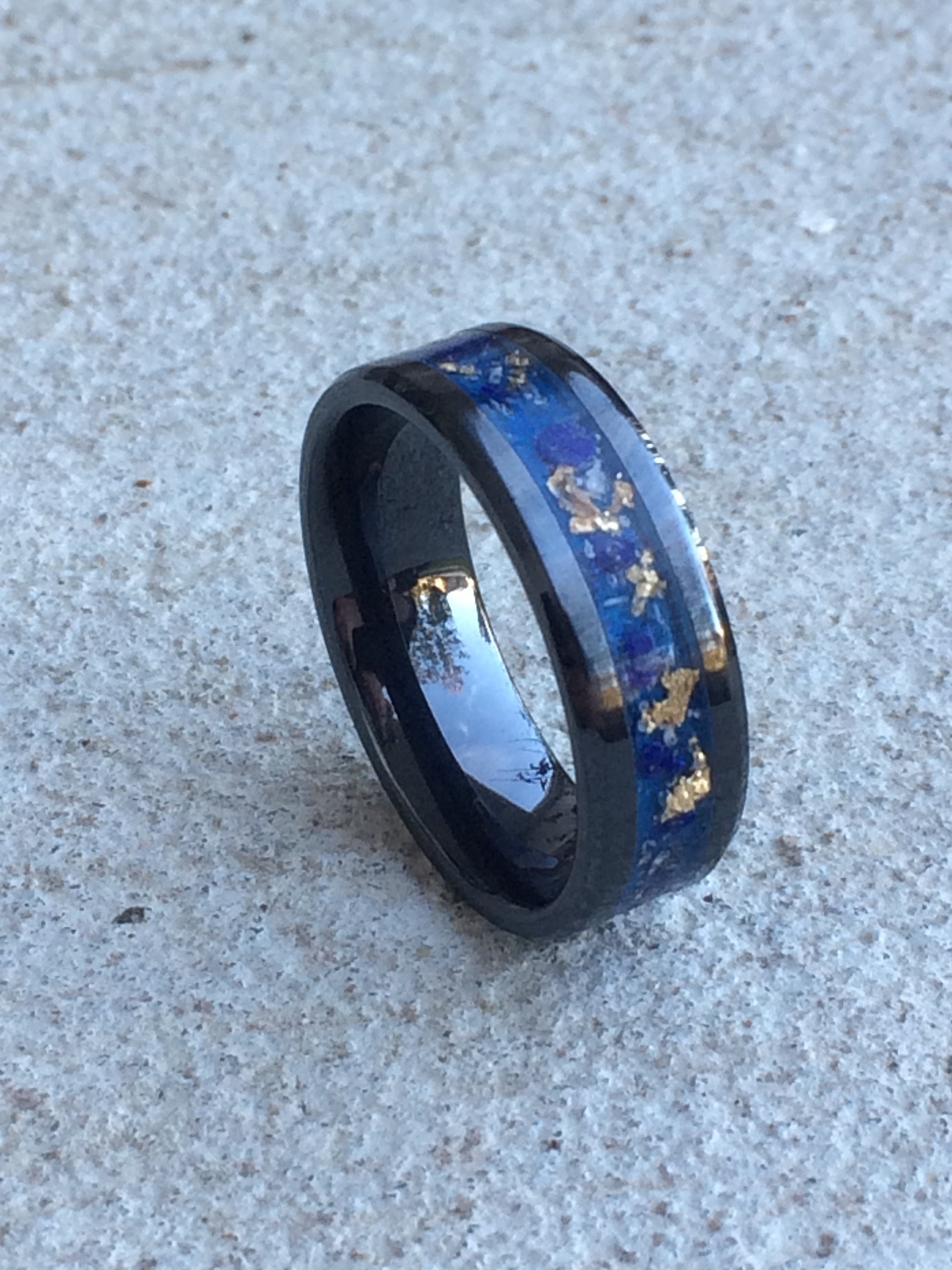 Golden Bahamas Glow Ring Inlay Ring Black Ceramic Jewelry | Etsy