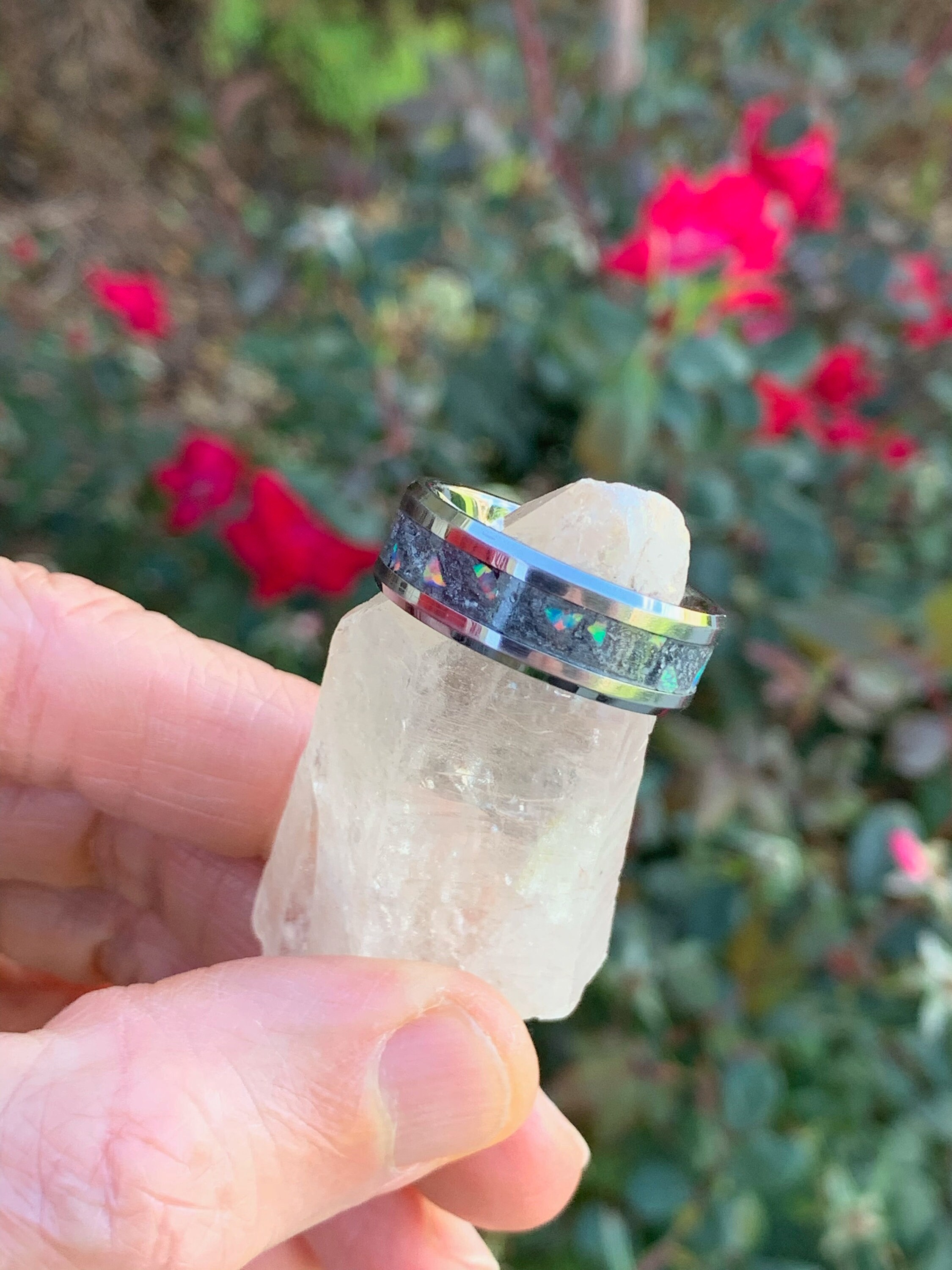 Silver Stars Glow Ring Inlay Ring Tungsten Jewelry for - Etsy