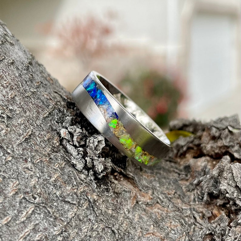 Ocean Waves - Inlay Ring, Titanium Ring, S-wave Channel Ring, Jewelry ...