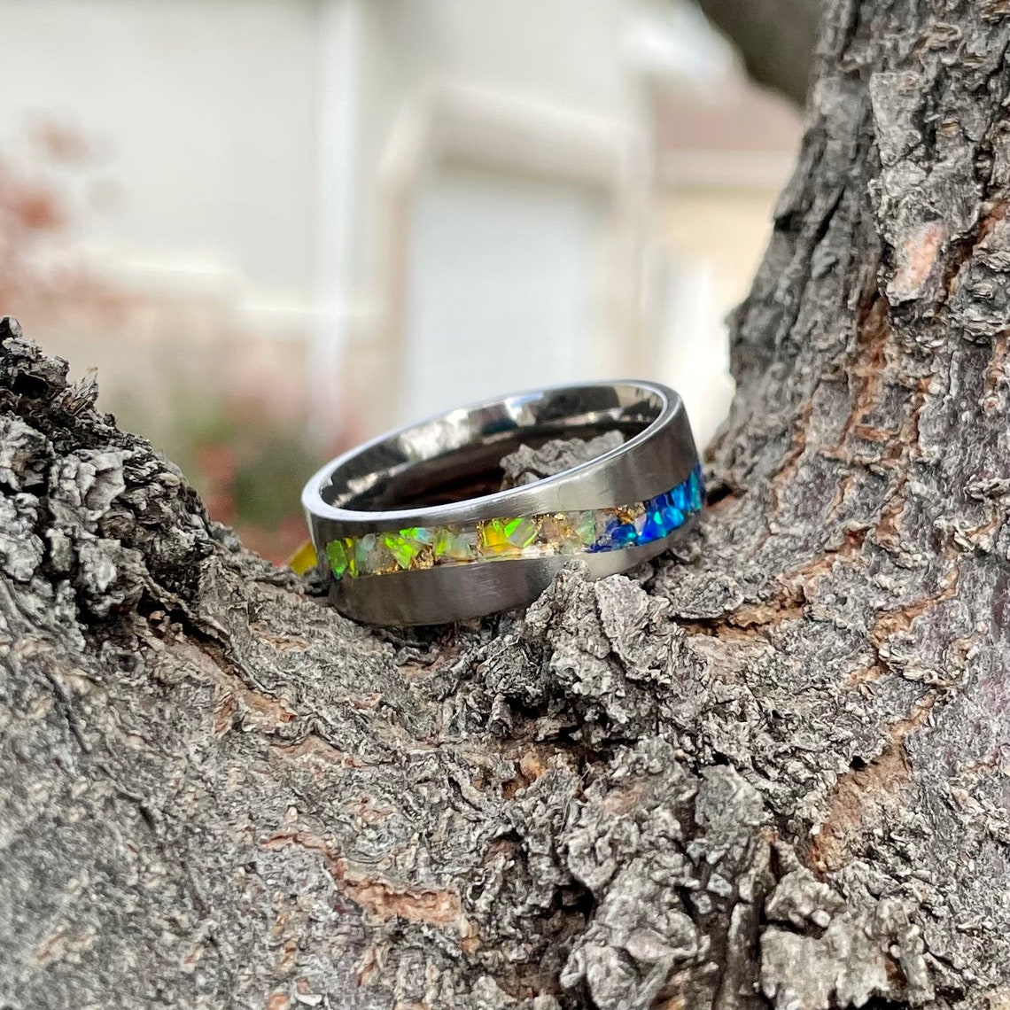 Ocean Waves Inlay Ring Titanium Ring S-wave Channel Ring | Etsy