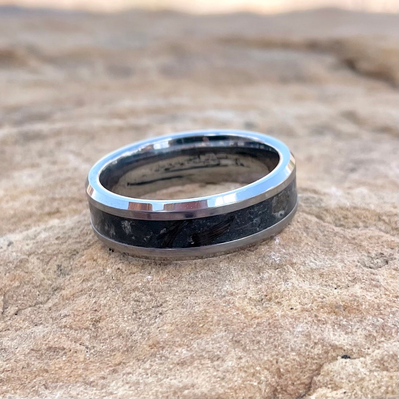 Dark Thunderstorm - Glow Ring, Inlay Ring, Tungsten Ring, Jewelry for ...
