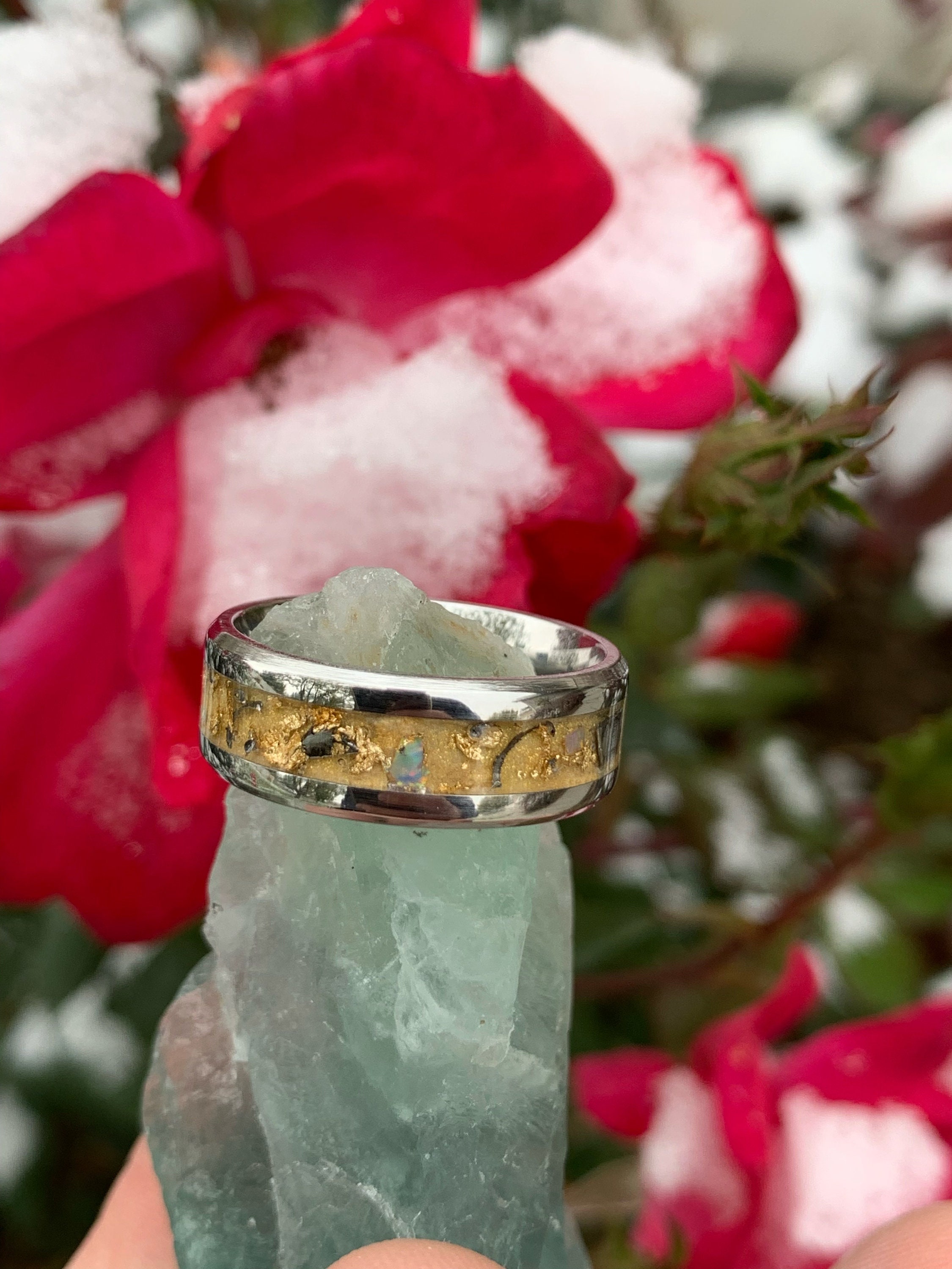 Saturn Sunrise Glow Ring Inlay Ring Tungsten Jewelry for - Etsy