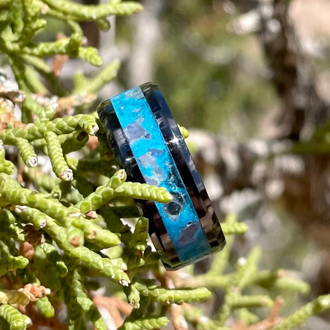 Deep Sea Light Glow Ring, Inlay Ring, Black Ceramic, Jewelry for Men ...