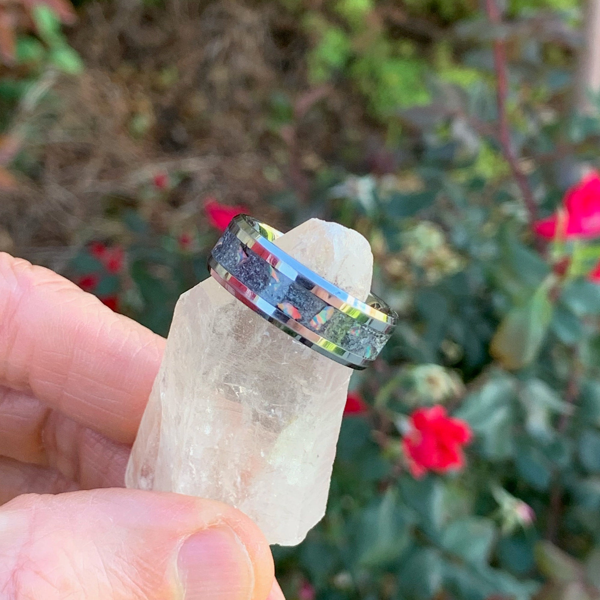 Silver Stars Glow Ring Inlay Ring Tungsten Jewelry for - Etsy