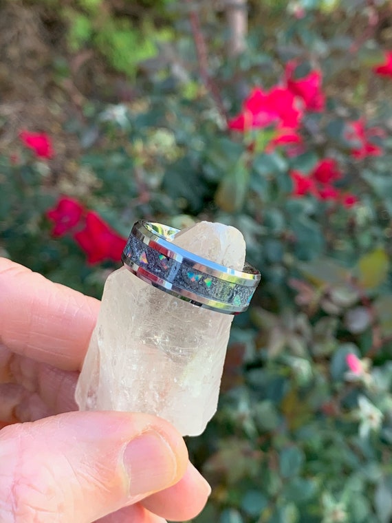 Silver Stars Glow Ring Inlay Ring Tungsten Jewelry for | Etsy