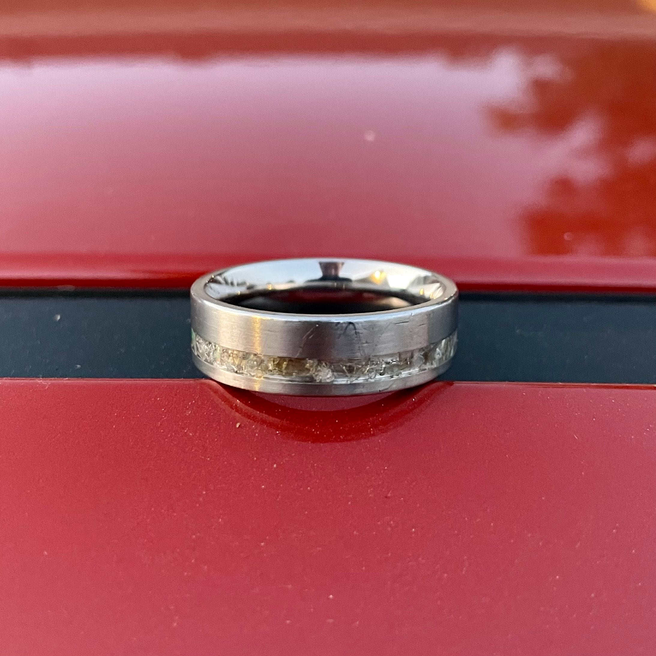 Subtle Rainbow Inlay Ring Titanium Ring Offset Channel - Etsy