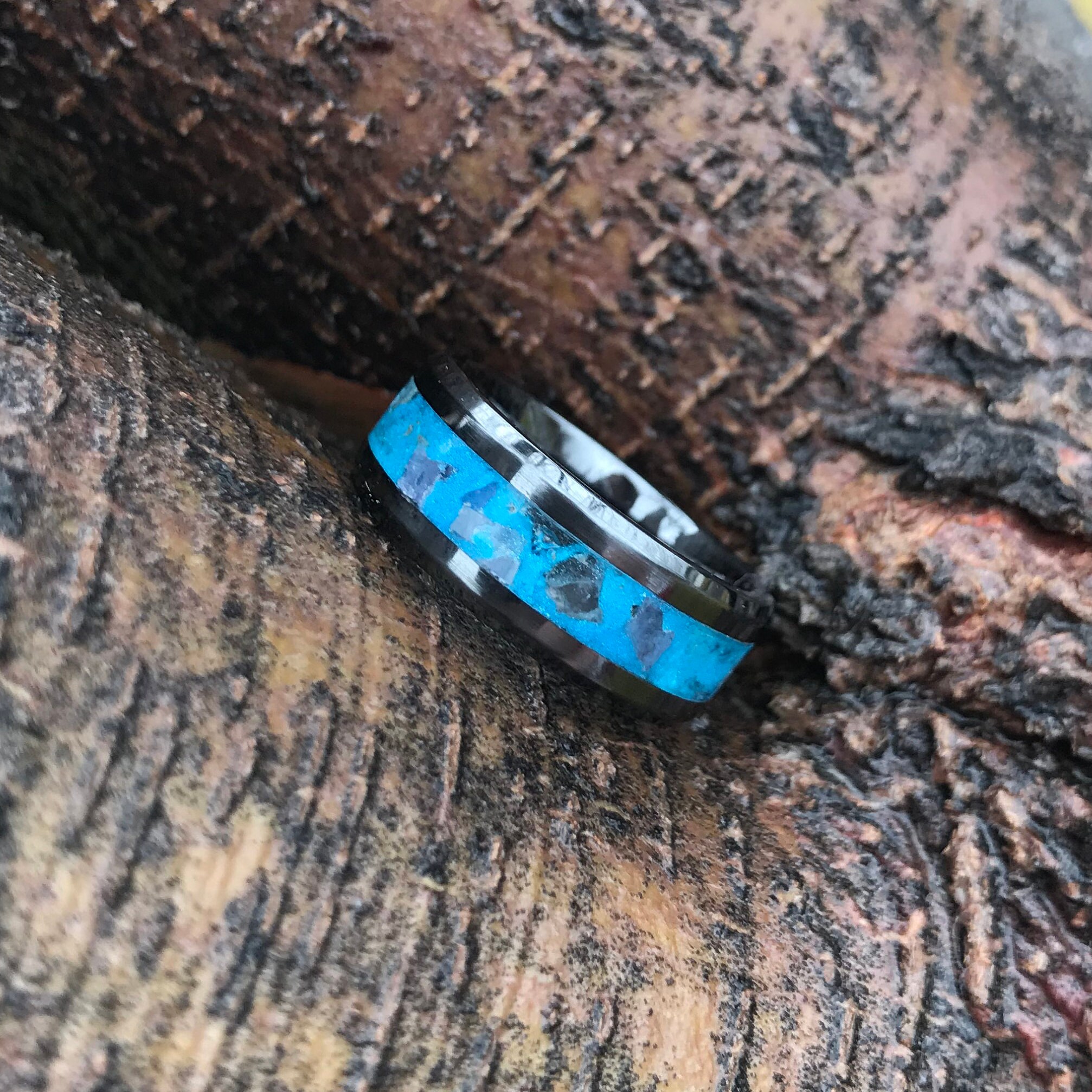 Deep Sea Light Glow Ring Inlay Ring Black Ceramic Jewelry - Etsy