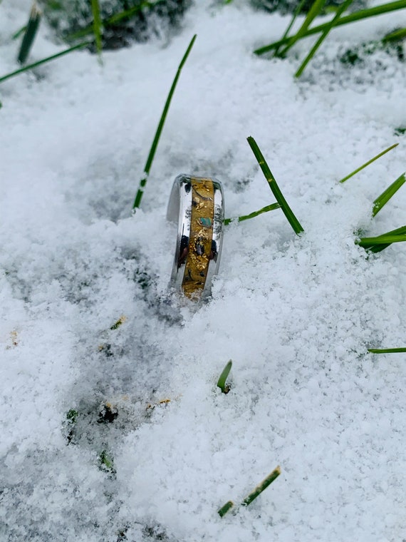 Saturn Sunrise Glow Ring Inlay Ring Tungsten Jewelry for - Etsy