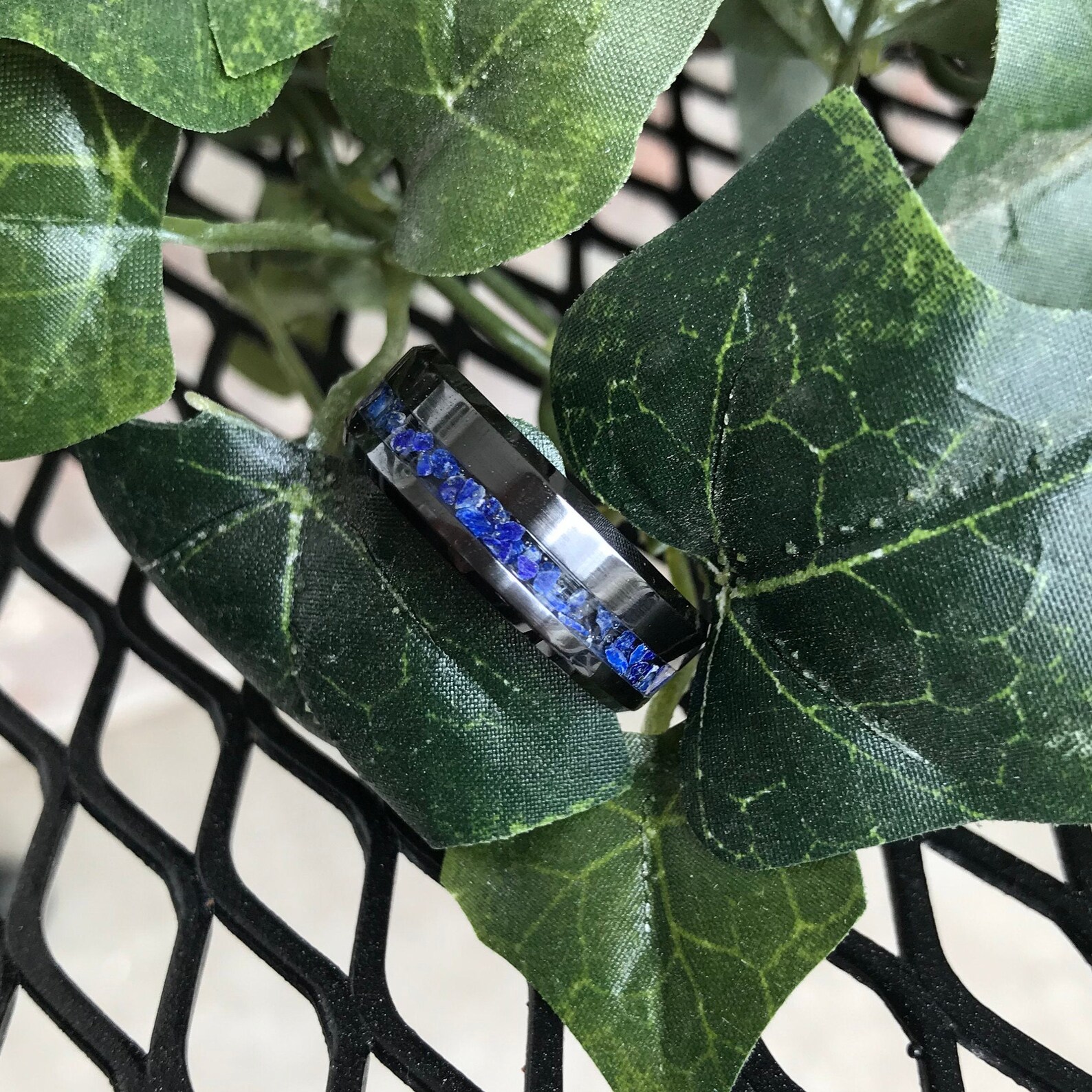 Icelandic Shore Inlay Ring Black Ceramic Off-set Black | Etsy