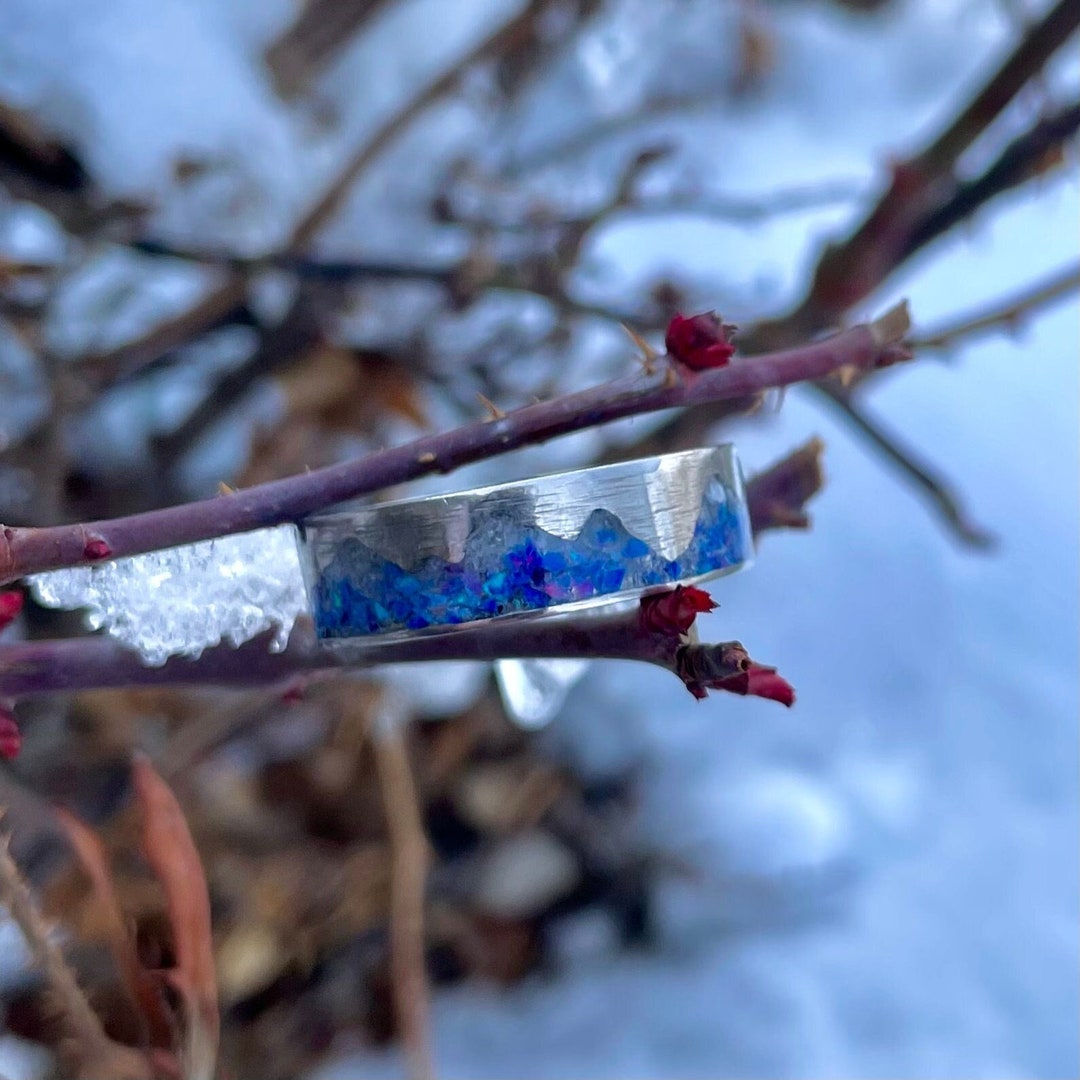 Aurora Mountains - Opal Ring, Moonstone Ring, Inlay Ring, Titanium Ring ...
