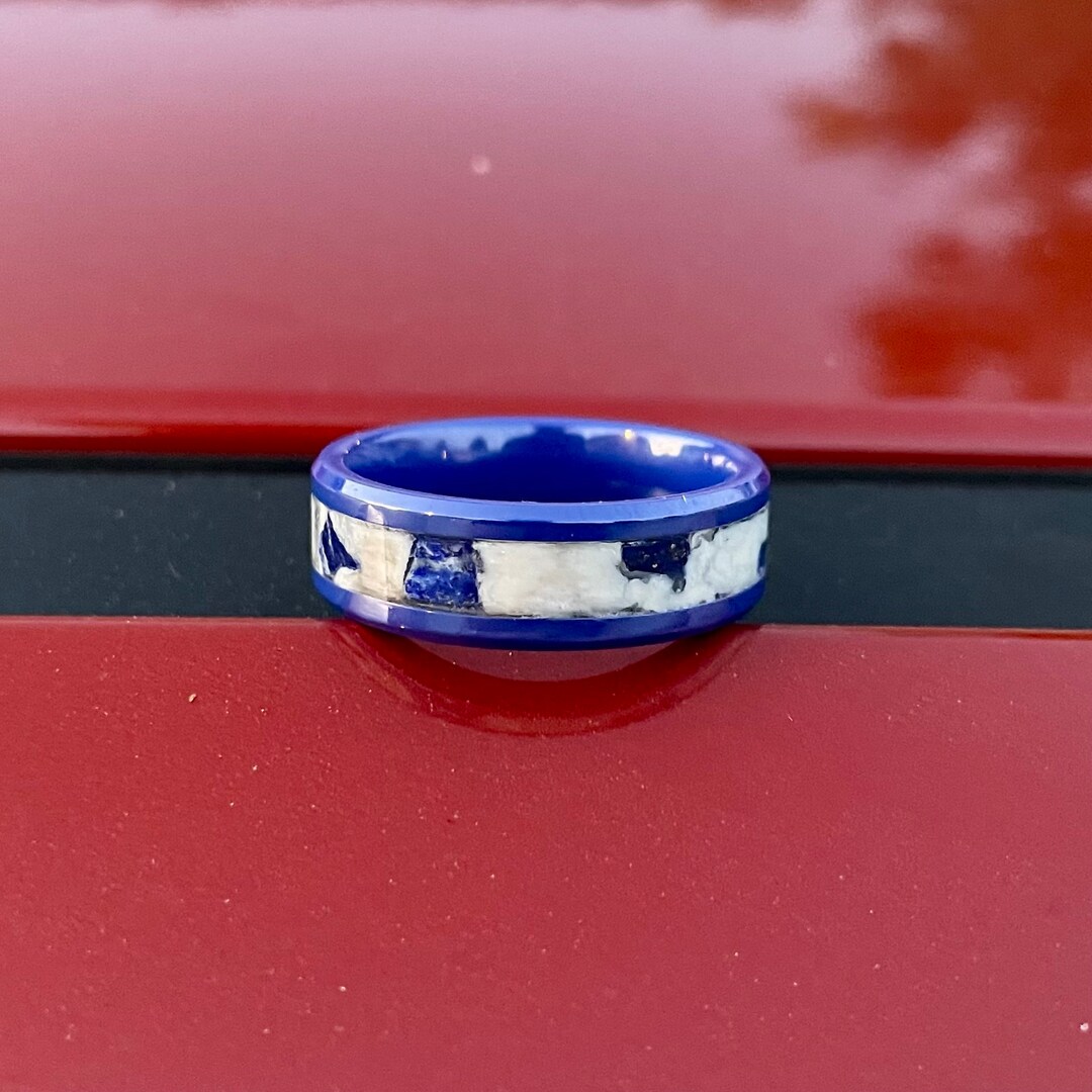 BYU Ring- Inlay Ring, Glow Ring, Ceramic Ring, Blue Ceramic, Jewelry ...