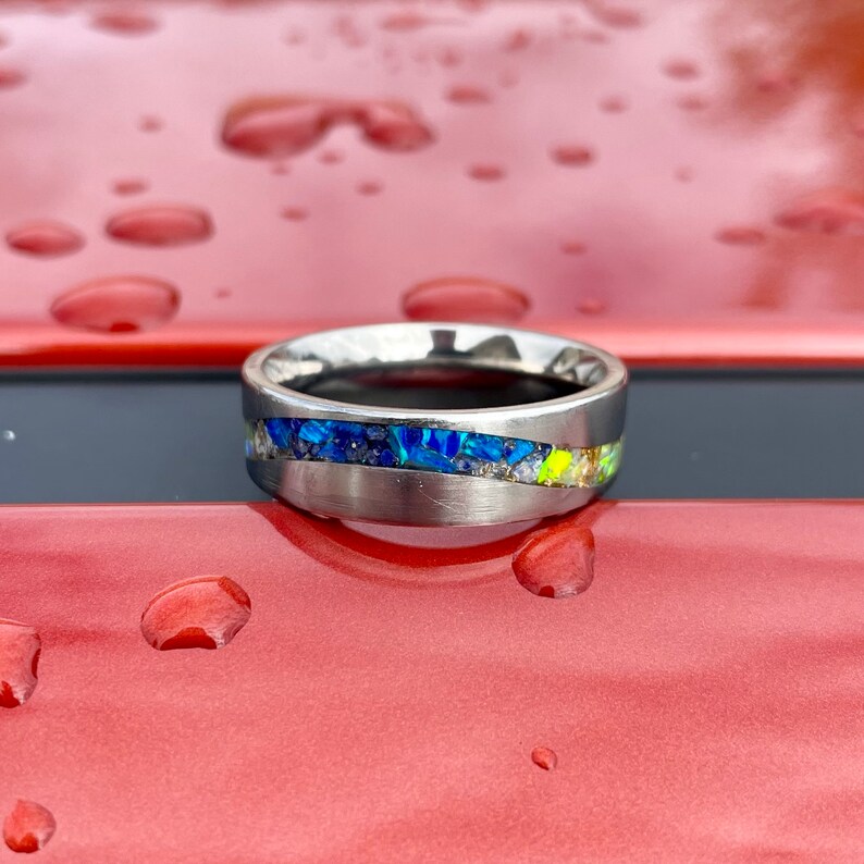 Ocean Waves Inlay Ring Titanium Ring S-wave Channel Ring | Etsy