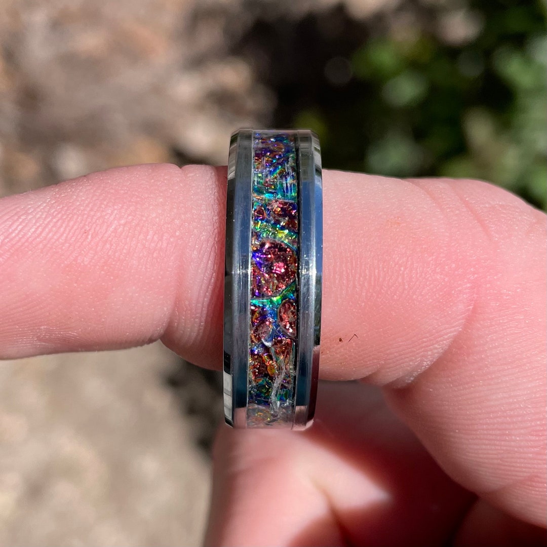 Aurora Borealis - Inlay Ring, Tungsten, Jewelry for Men, Jewelry for ...