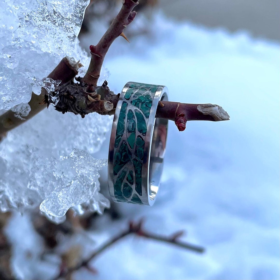 Spring Leaves - Inlay Ring, Titanium Ring, Leaf Ring, Jewelry for Men ...