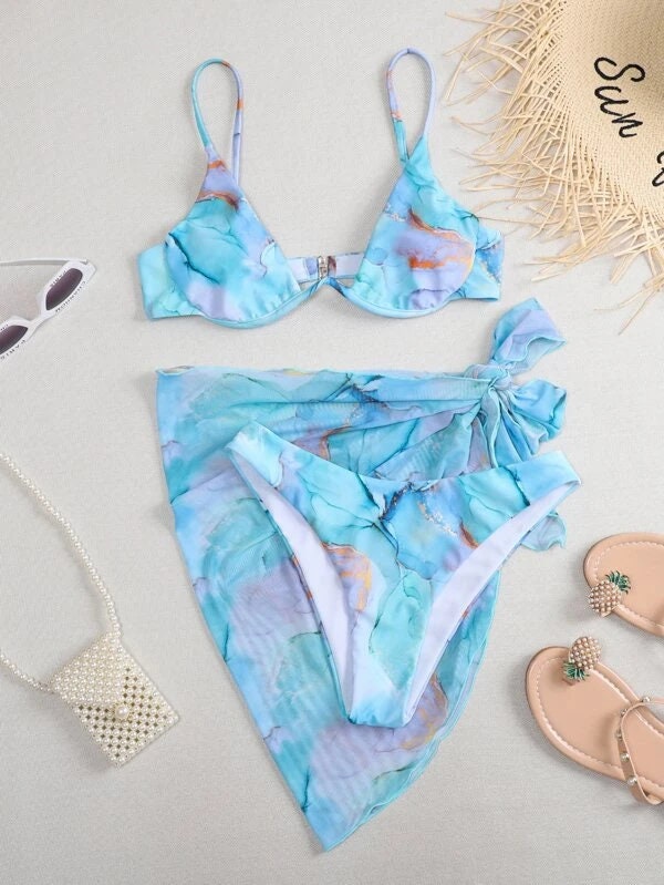 Women Swimwear 3pack Water Color Underwire Bikini Swimsuit & | Etsy