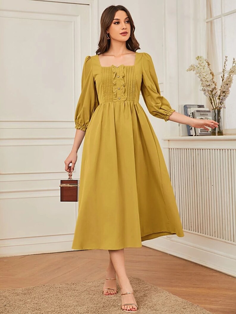 Women Square Neck Dress Elegant Dress Women Wedding Dress Etsy