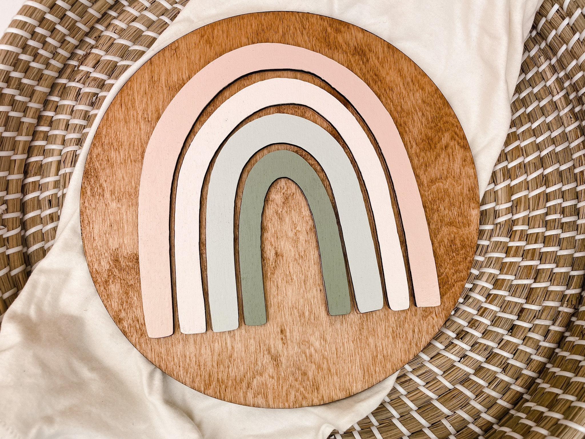 Neutral Rainbow Sign Round Rainbow Sign Boho Rainbow - Etsy