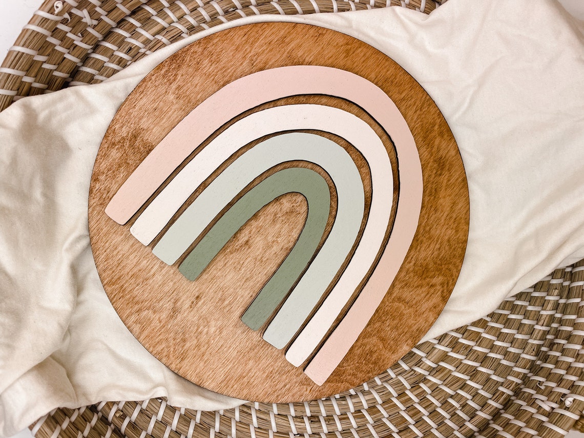 Neutral Rainbow Sign Round Rainbow Sign Boho Rainbow - Etsy