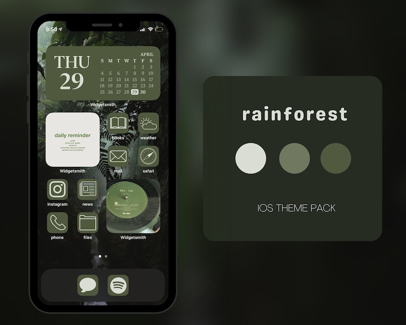 Rainforest - Ios Theme Pack, App Icons, Wallpaper, Widgets | Dark Green ...