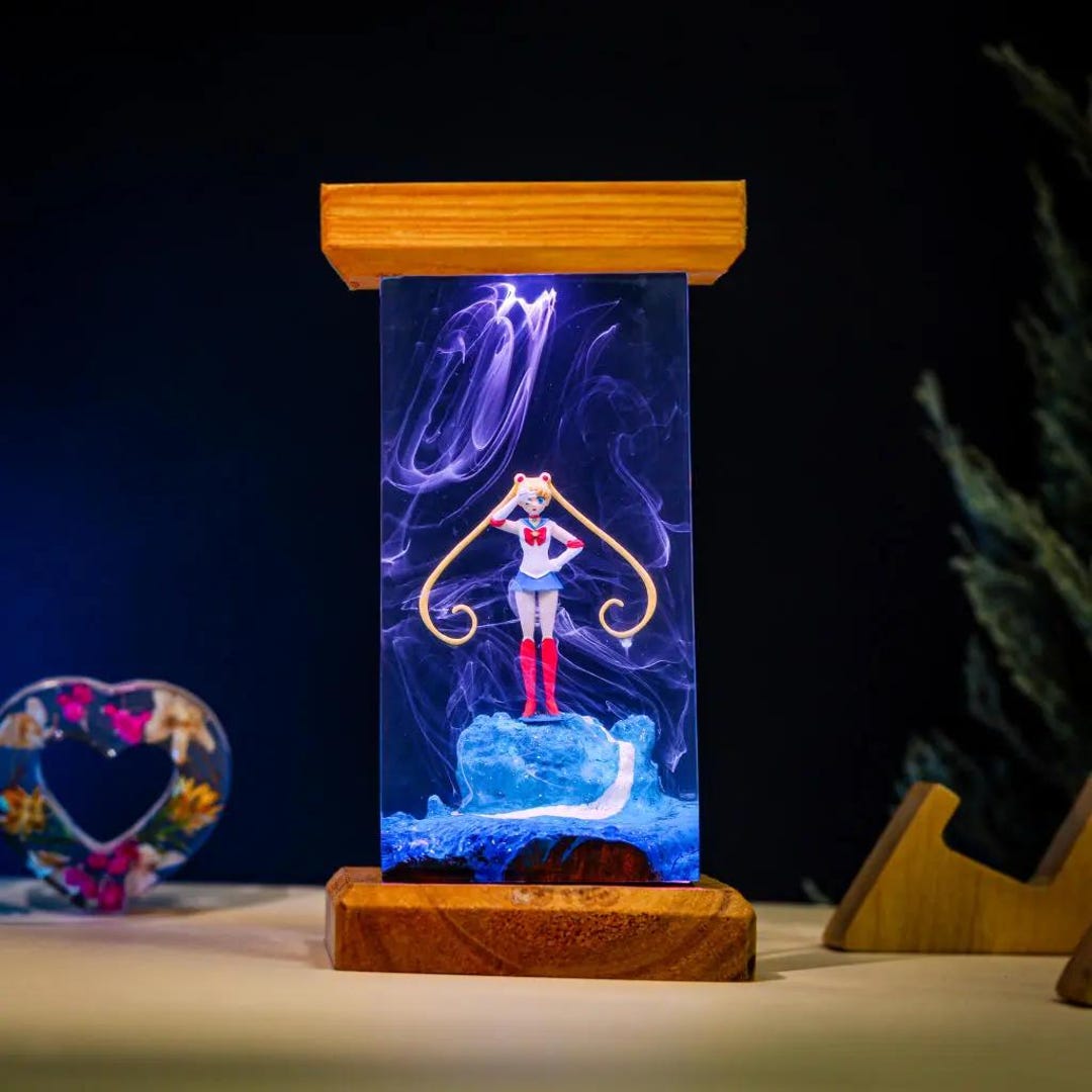 Sailor Moon Resin Lamp - Handmade Magical Girl Anime Light - LED Night ...