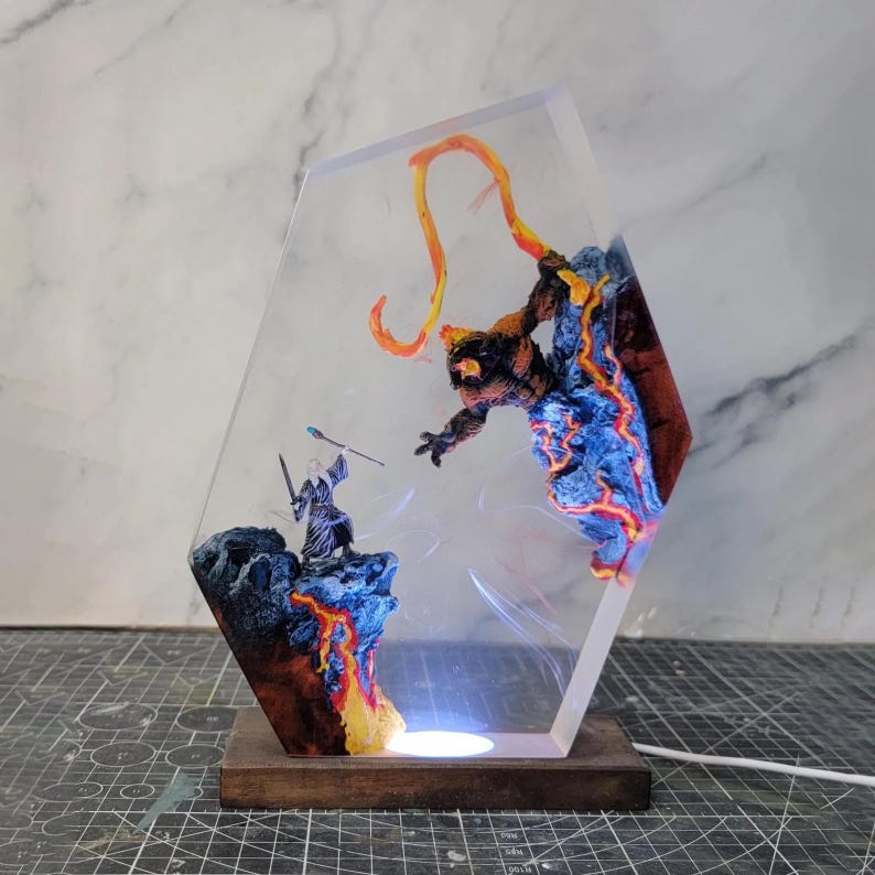 Gandalf Vs Balrog Resin Lamp | Lord of the Rings Diorama Light ...
