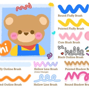 Procreate Kawaii Brush Set – 51 Brushes, 64 Animal Stamps & 15 Color ...