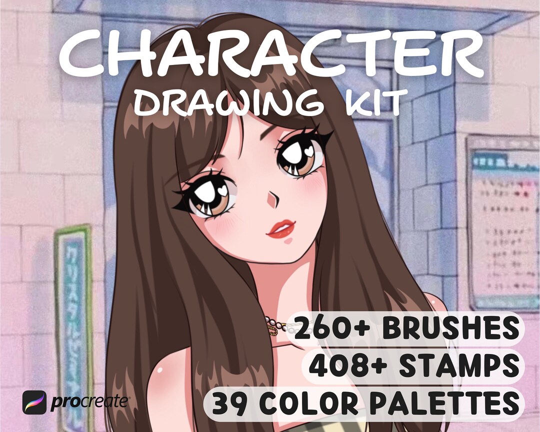 Procreate Character Drawing Kit – 260 Brushes, Stamps, Color Palettes ...