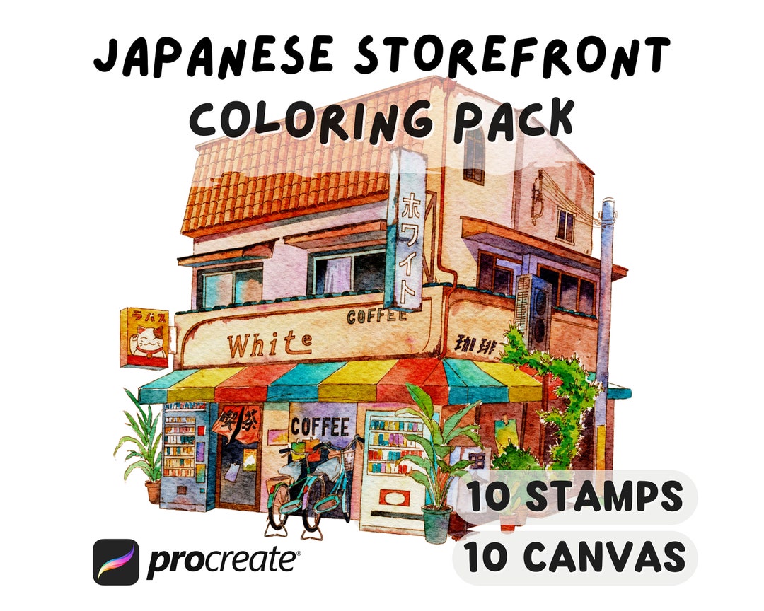 10 Procreate Japanese Storefront Coloring Pack, Shopfront Shophouse ...