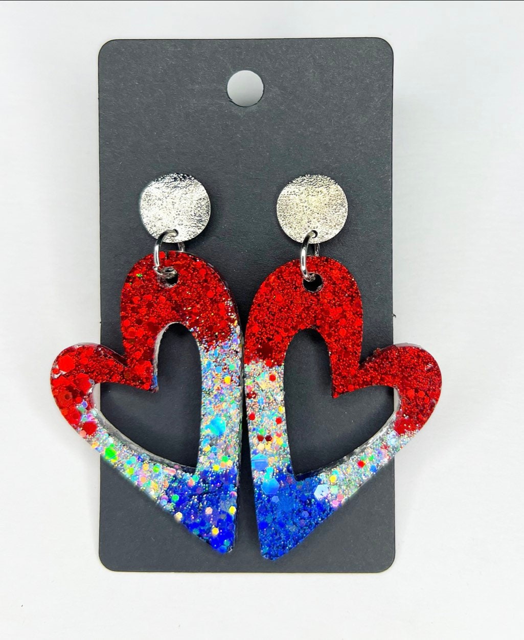 Red, White, & Blue Heart W/ Silver Circle - Etsy