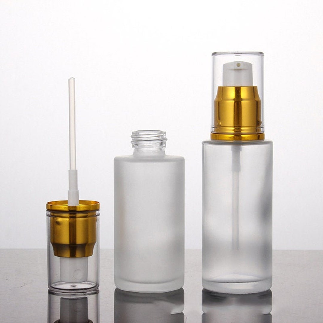 30ml 50ml 60ml 120ml Frosted Glass Serum Lotion Pump Bottles, Gold ...