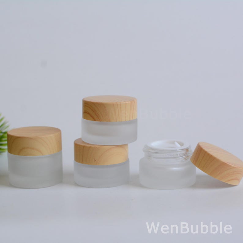 5g 10g Mini Vials Frosted Matte Glass Eye Cream Jar Container, Wood ...