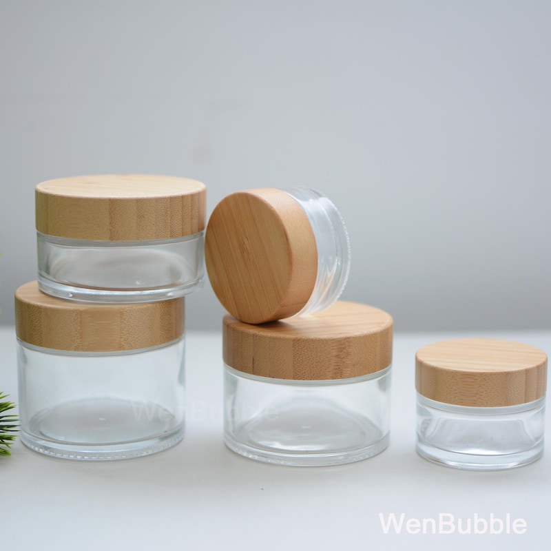 Glass Jar Bamboo Cosmetic - Etsy