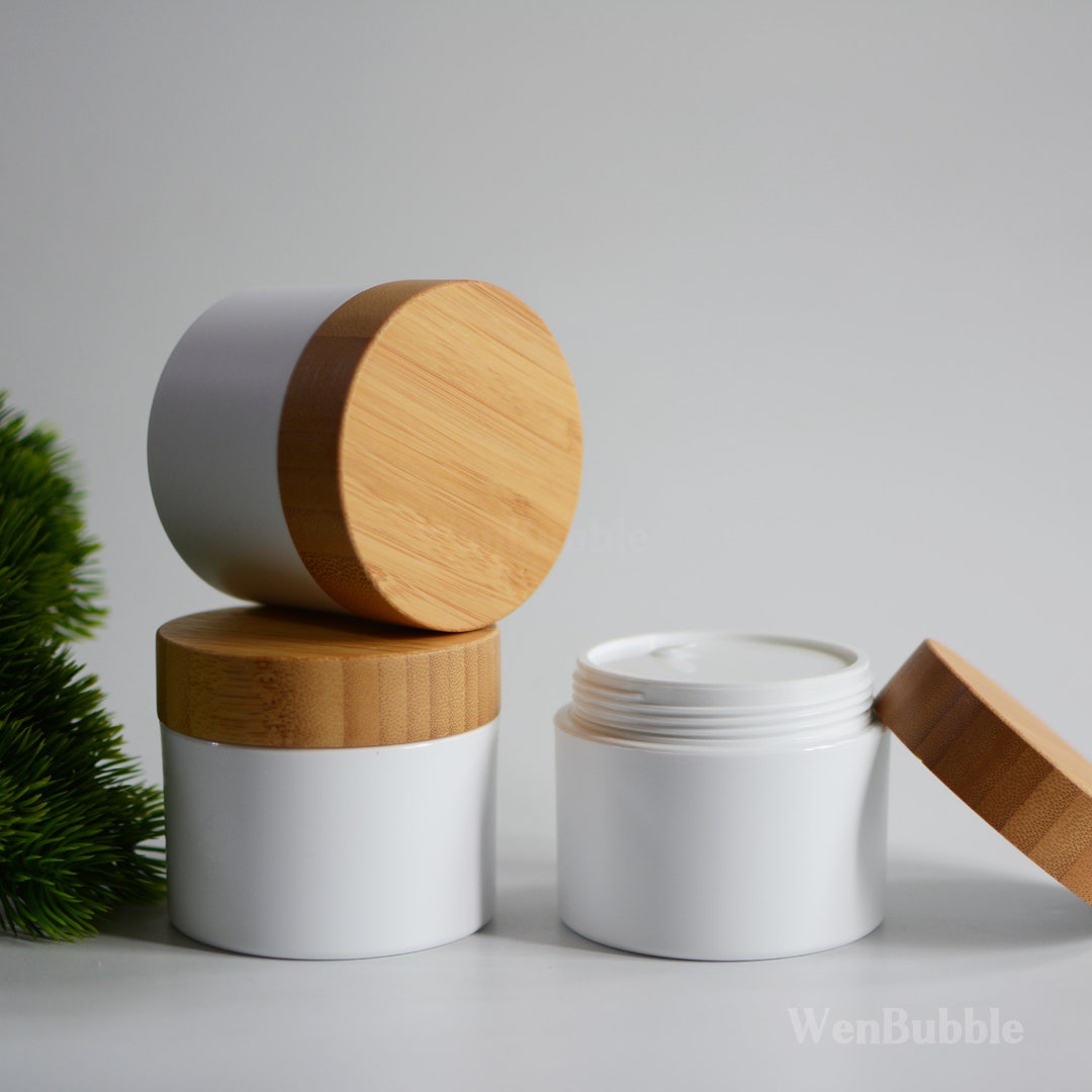 1-200pcs 150g 5oz White Matte Plastic Bamboo Wood Cosmetic Beauty Cream ...