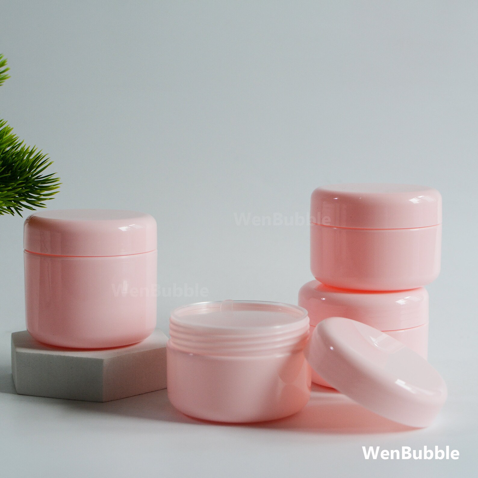 1-200pcs 100g 150g Empty Plastic Pink Cream Jar Container, DIY Handmade ...