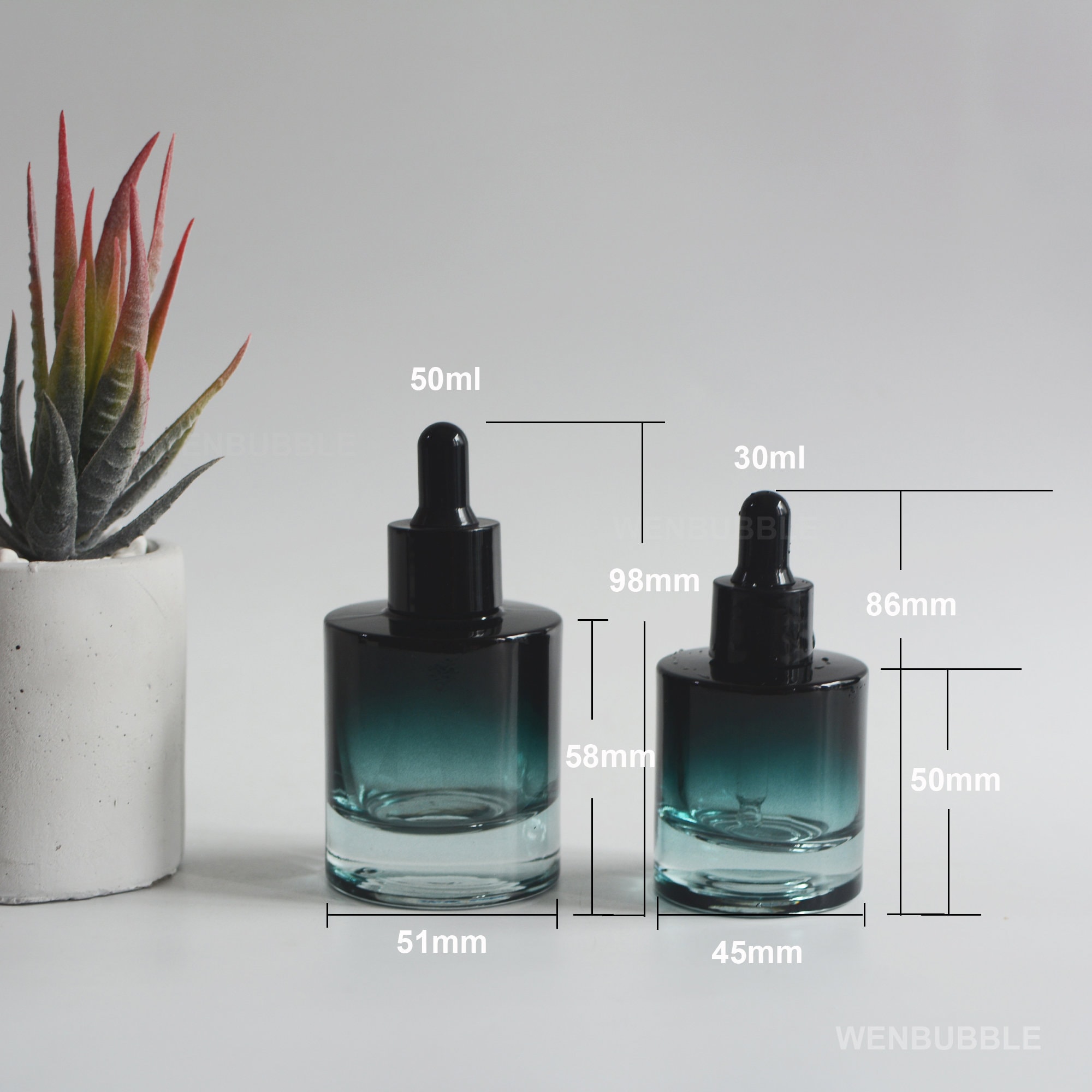 50-200pcs 30ml 50ml Luxury Cosmetic Packaging Container, Black Essential Oil Dropper Bottles ...