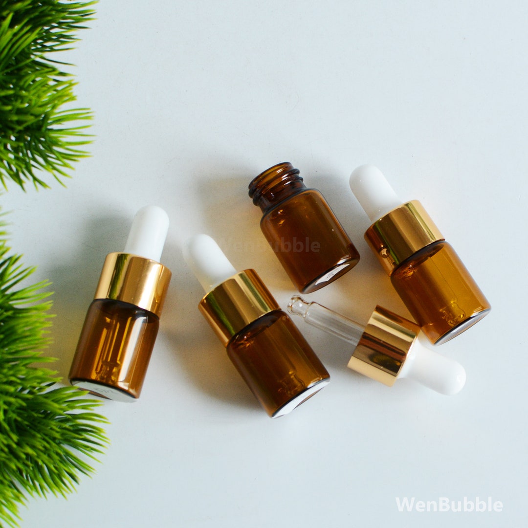 1-1000pcs 5ml Amber Glass Mini Vial Sample Essential Oil Dropper ...