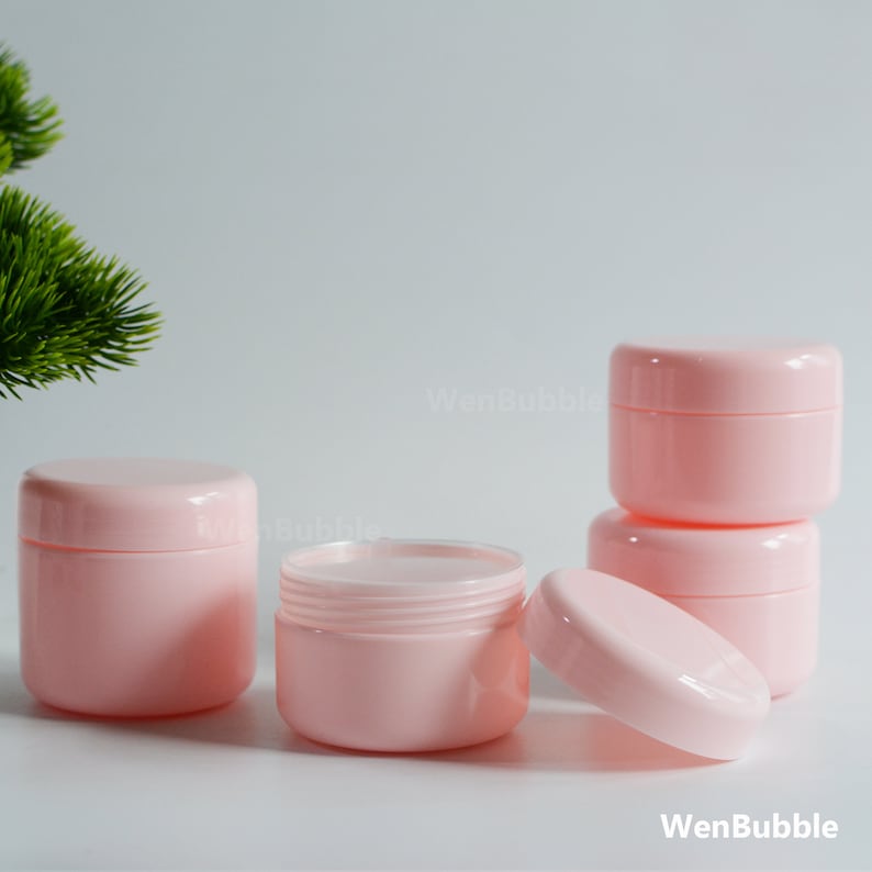 1-200pcs 100g 150g Empty Plastic Pink Cream Jar Container DIY - Etsy