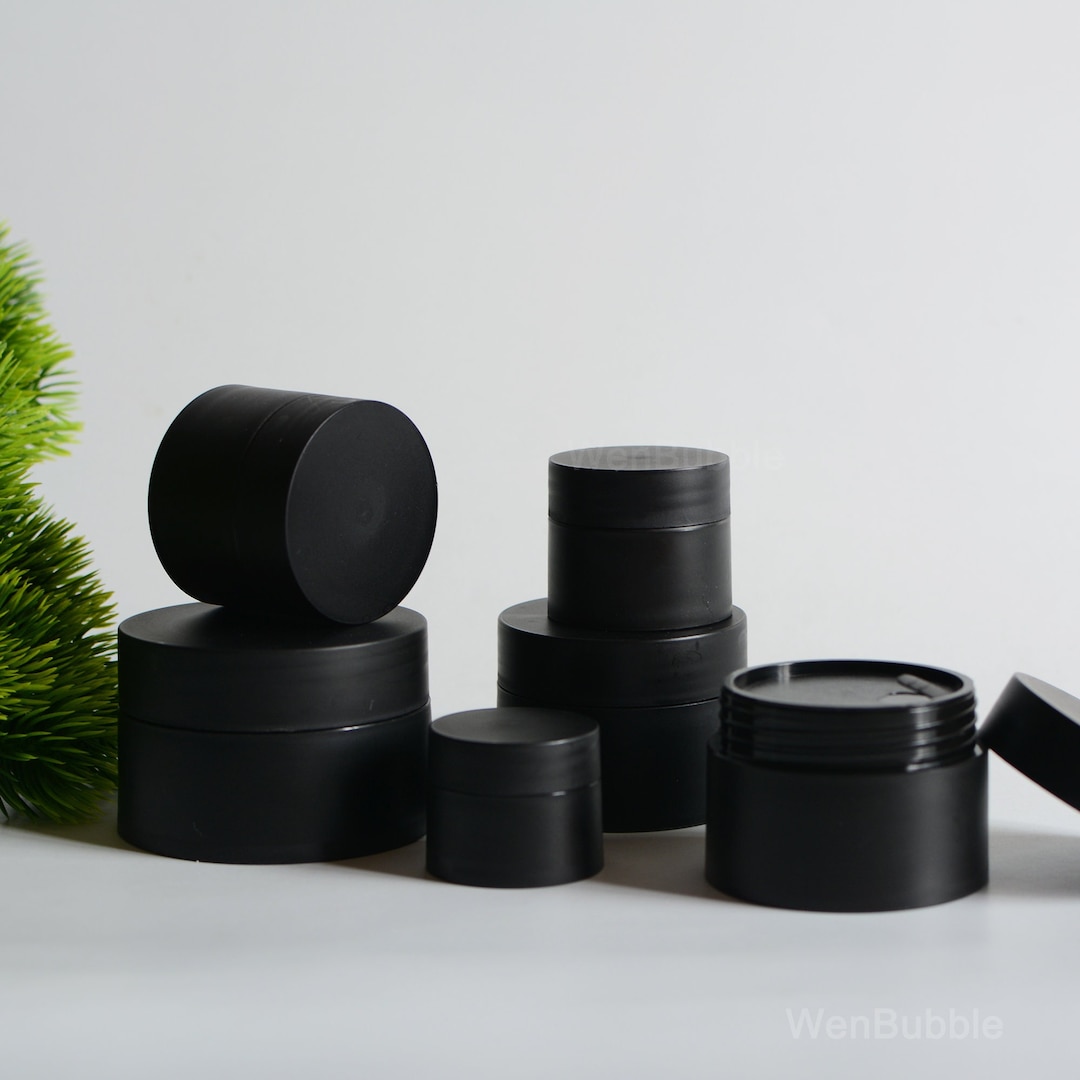 1-200pcs 5g 10g 15g 20g 30g 50g Matte Black Plastic Cream Jar Container ...
