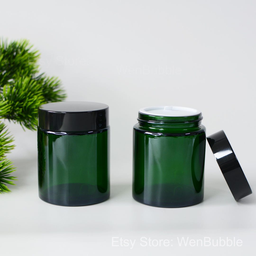 1-200pcs 100g 3.4oz Green Glass Cream Jar Container, Beauty Skin Care ...