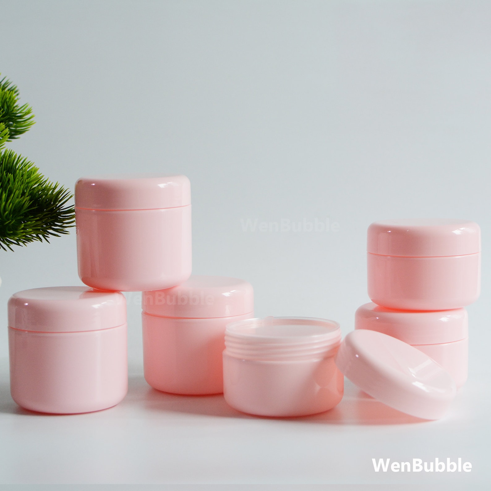 1-200pcs 100g 150g Empty Plastic Pink Cream Jar Container, DIY Handmade ...