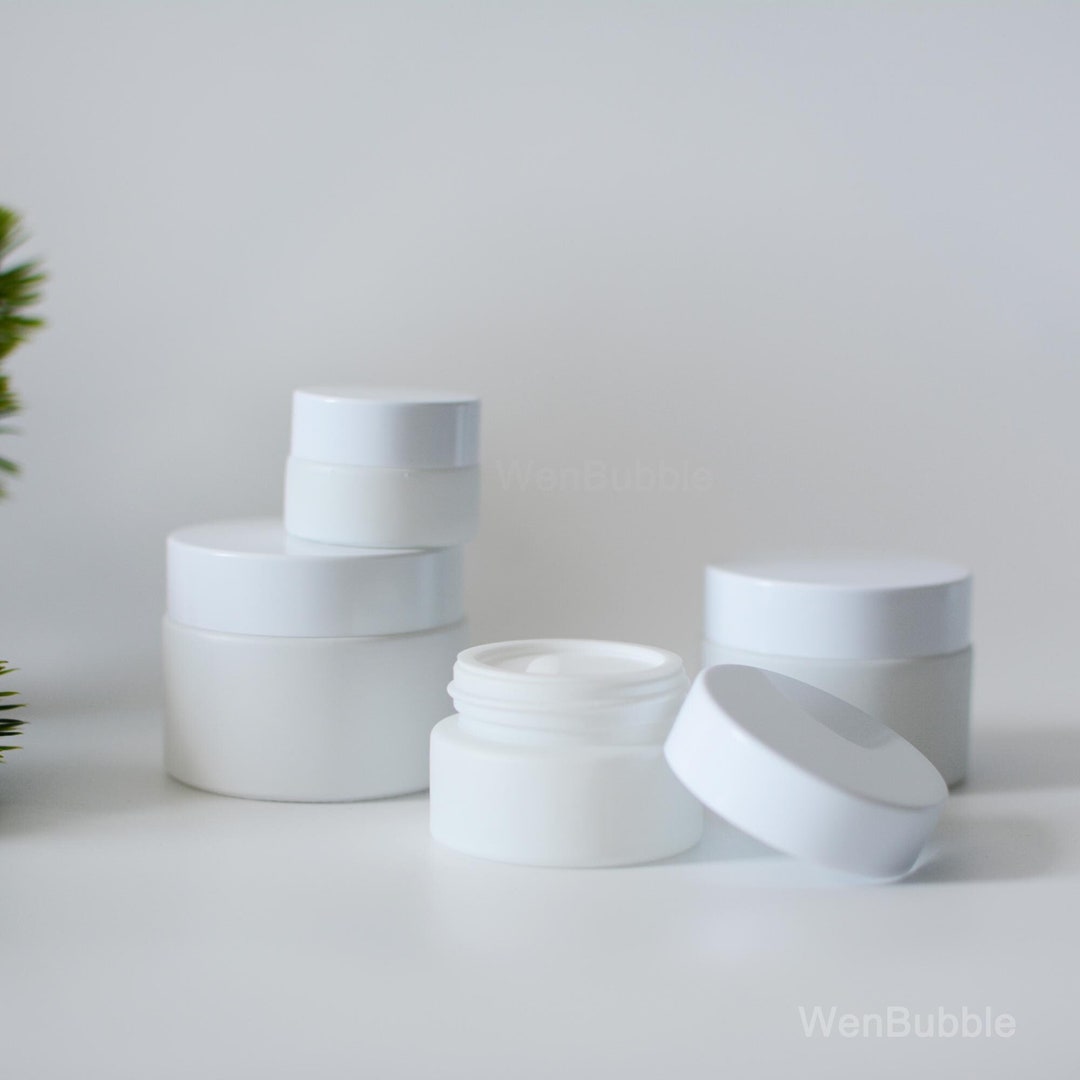 1-500pcs 5g 10g 15g 30g 50g Matte White Coated Cosmetic Glass Cream Jar ...