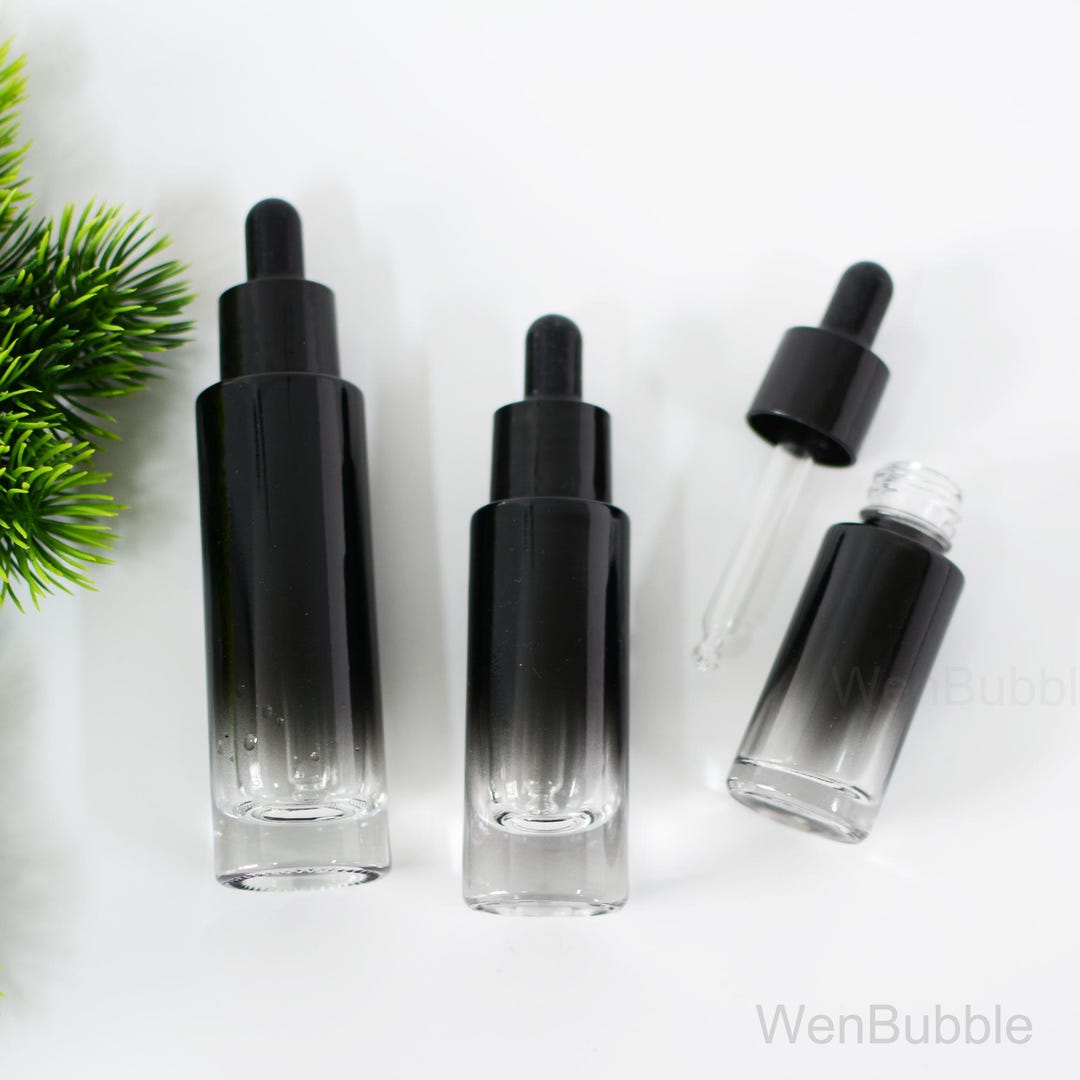 1-200pcs 5ml 10ml 15ml 30ml Black Gradient Glass Essential Oil Dropper ...