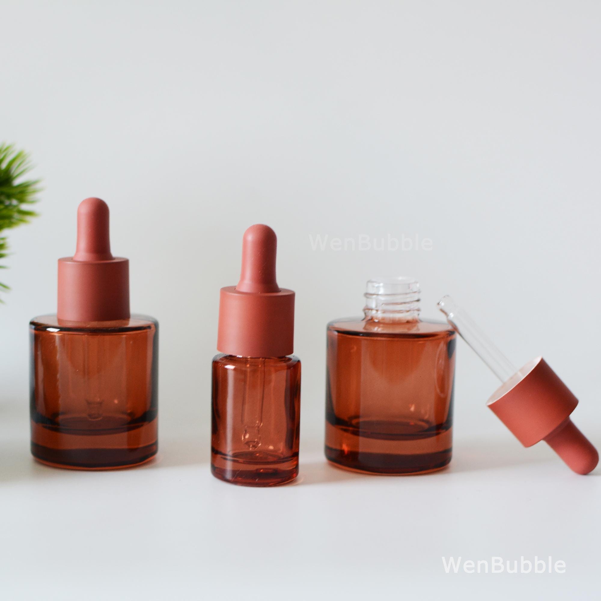 1-200pcs 15ml 30ml Red Glass Serum Essential Oil Dropper Bottles, Skin ...